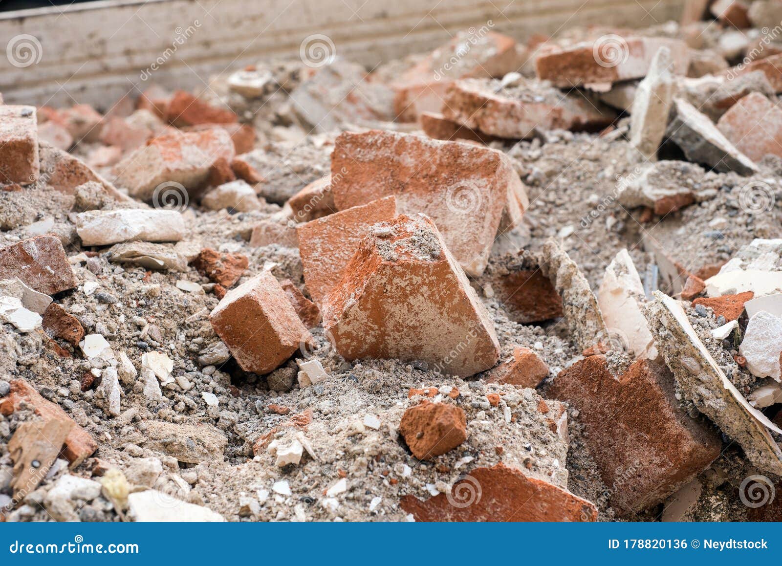 Broken Bricks Stack in Demolition Site Stock Photo - Image of heap ...