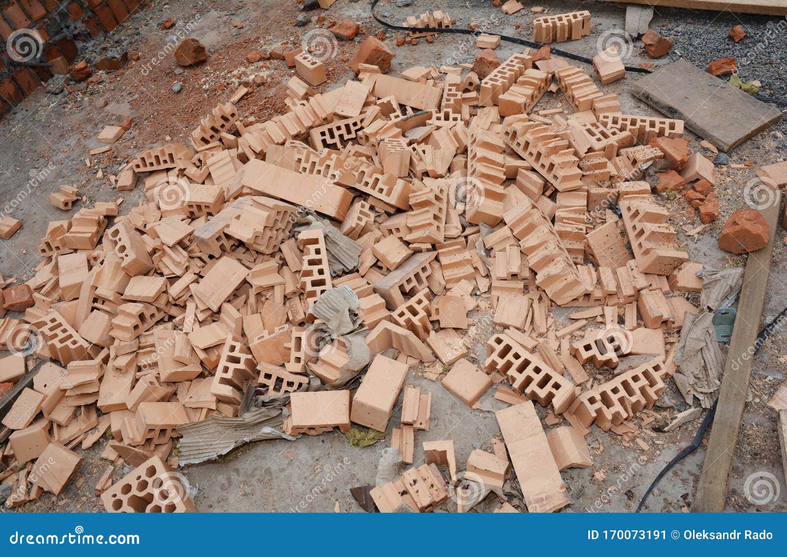 Broken Bricks Stack on House Construction Site Stock Image - Image of ...