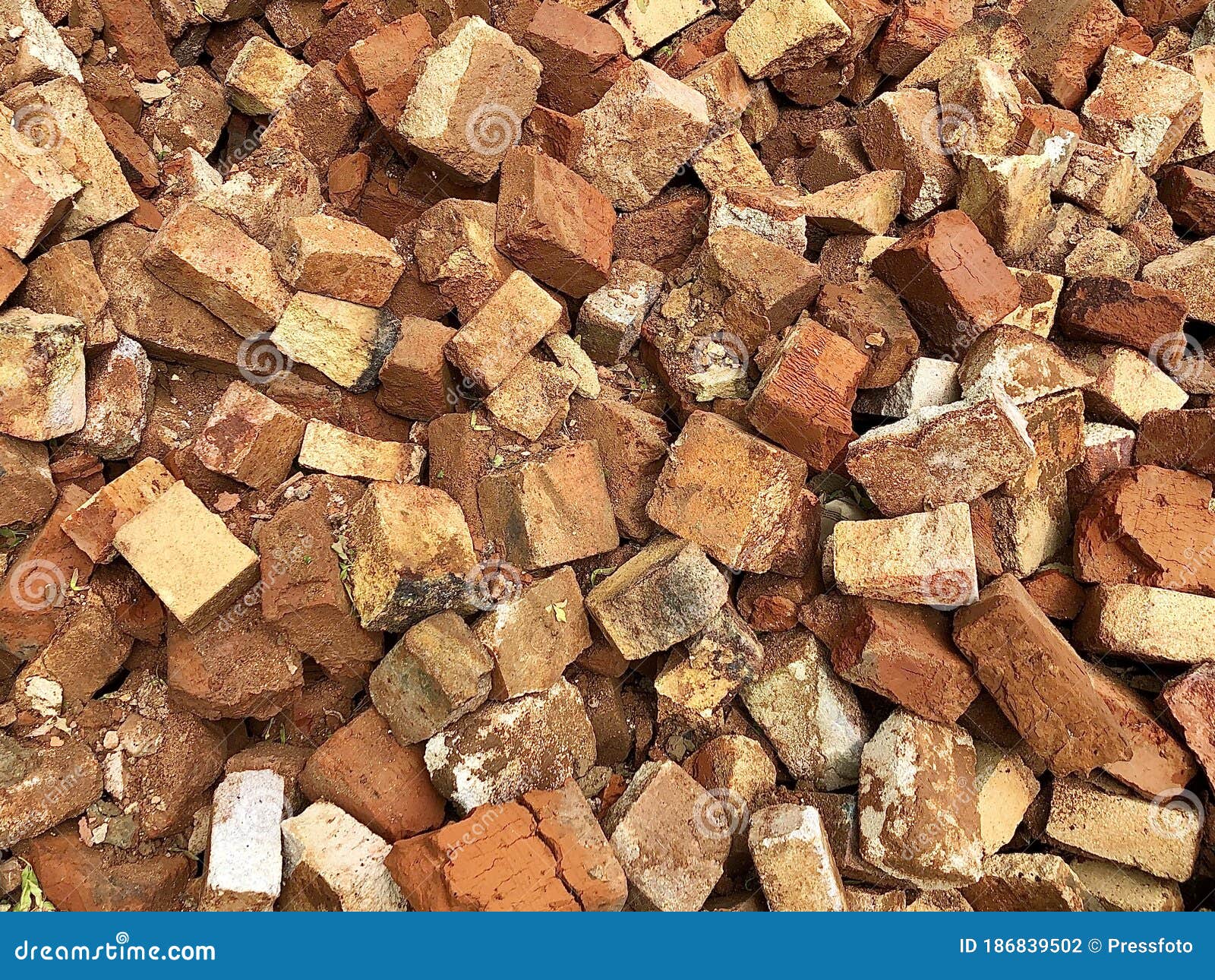 Broken Bricks Stack stock photo. Image of orange, chaotically - 186839502