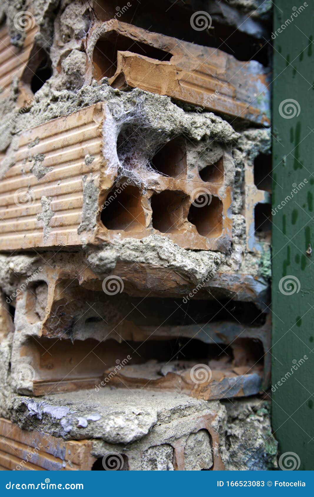 Broken bricks wall stock image. Image of earthquake - 166523083