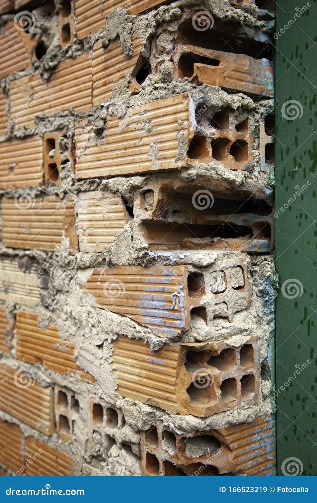 Broken bricks wall stock image. Image of building, grungy - 166523219