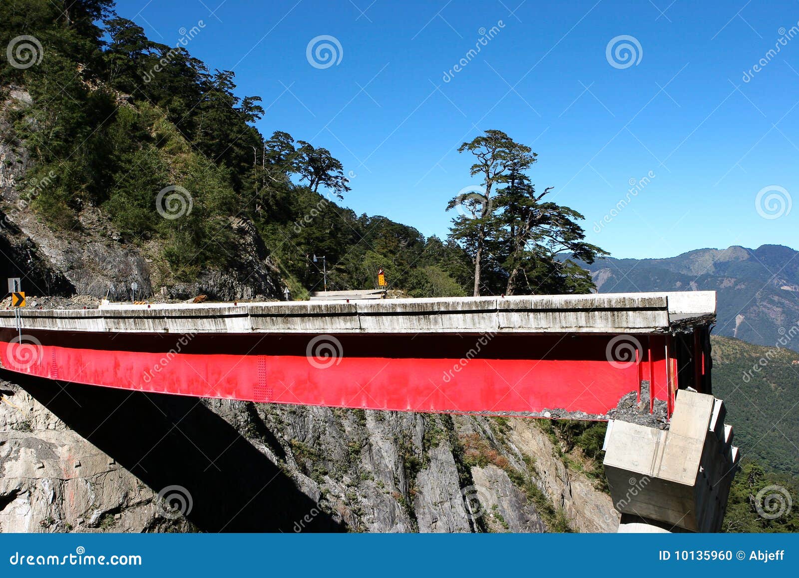 Broken bridge stock photo. Image of dangerous, mudflows - 10135960