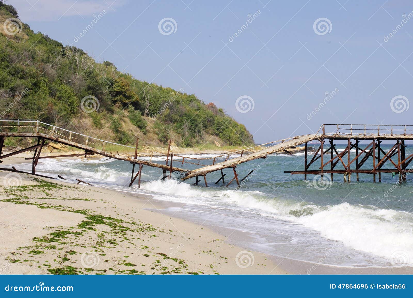 Broken Bridge On Beach Stock Photography | CartoonDealer.com #47864696