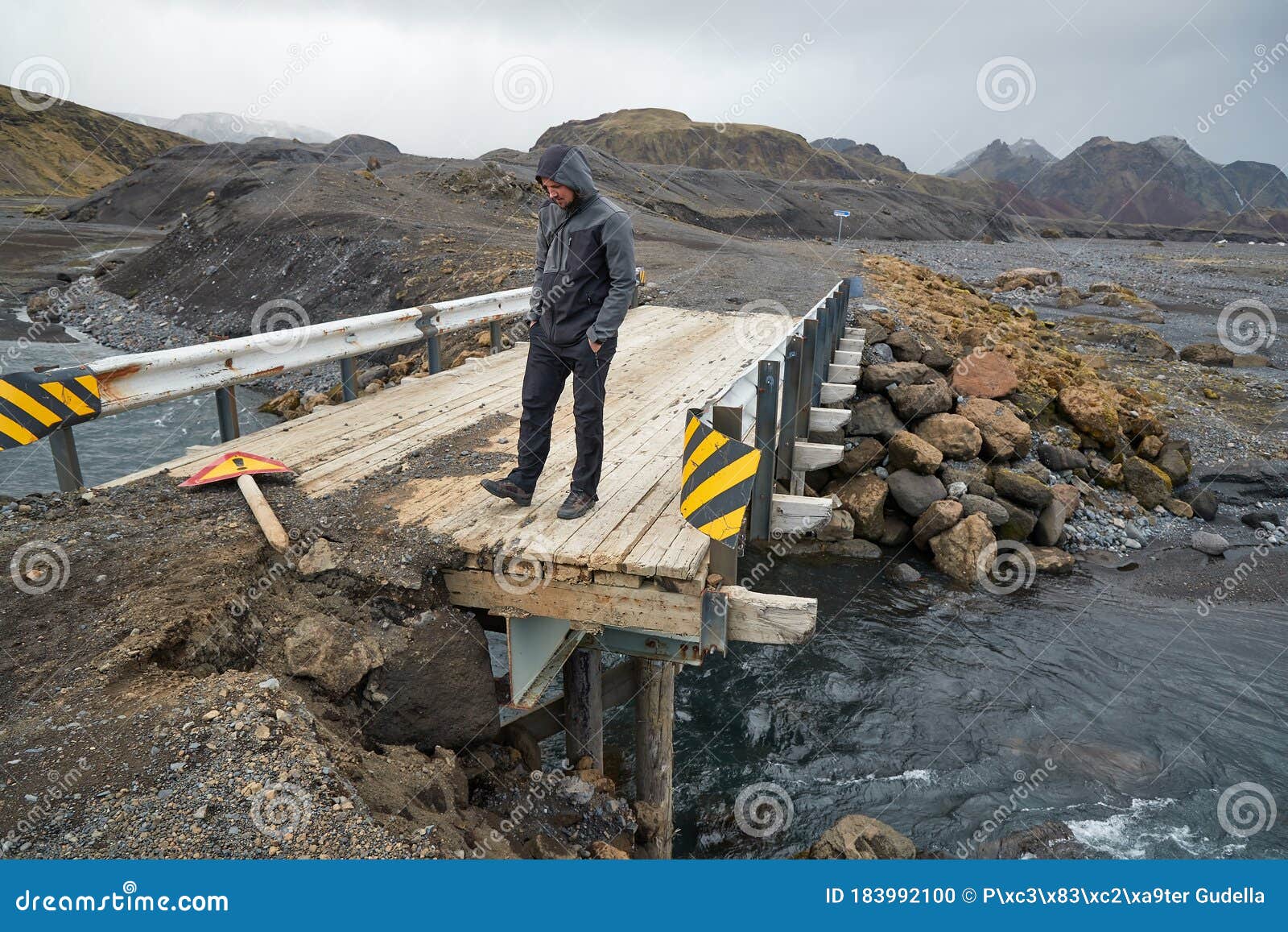 Broken Bridge Over a River in Iceland Stock Photo - Image of disaster ...