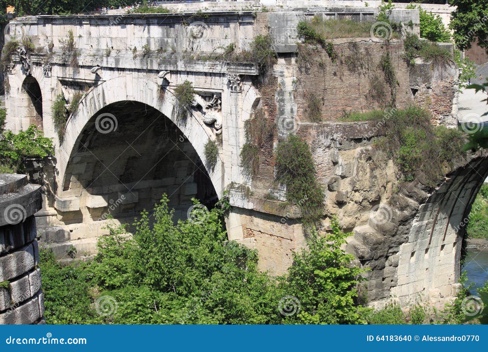 The Broken Bridge in Rome stock photo. Image of city - 64183640