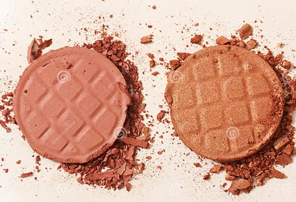 Broken Bronzer and Blush Cosmetics Close Up Stock Image - Image of ...
