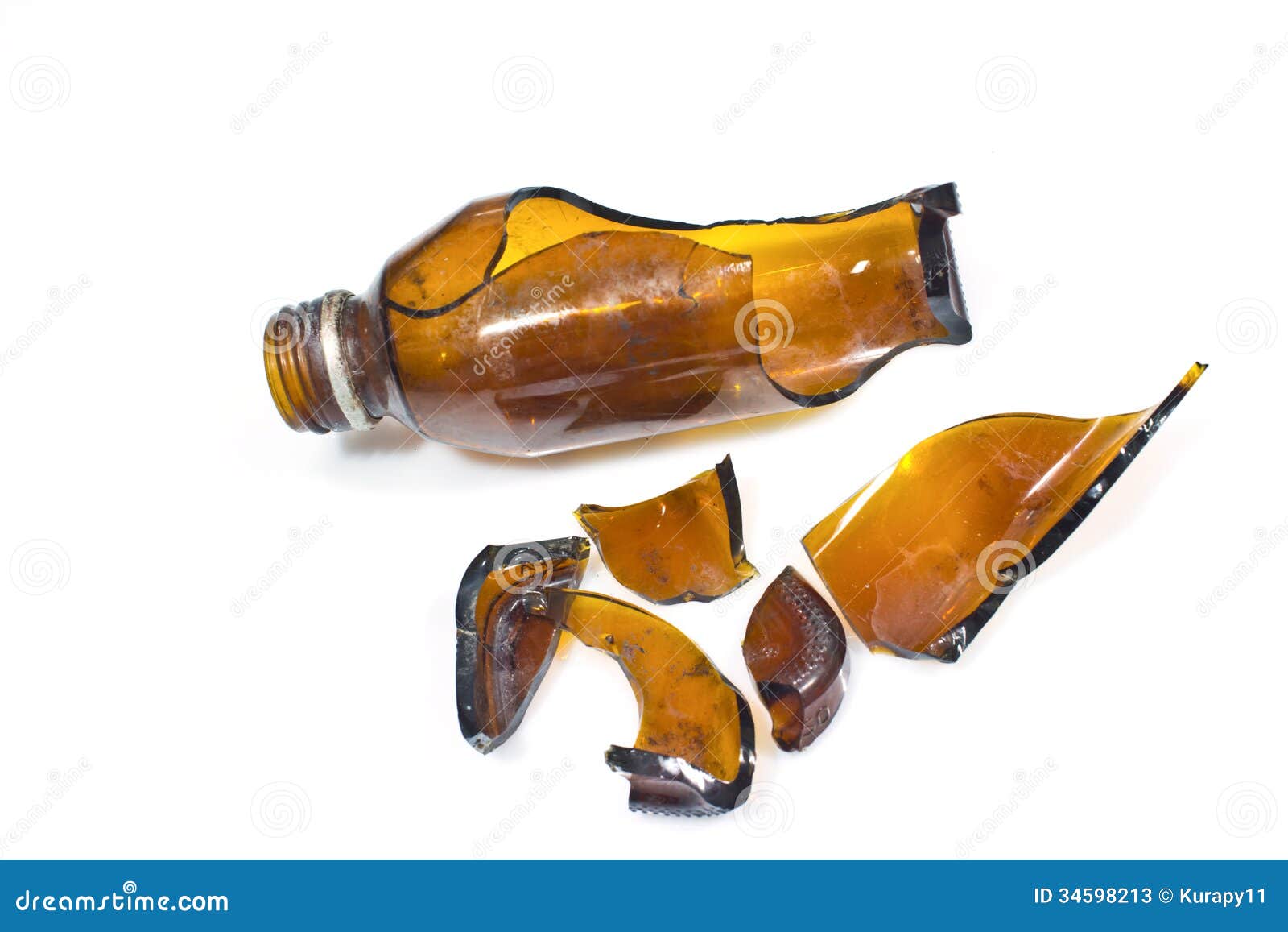 Broken brown bottle stock image. Image of pieces, container - 34598213