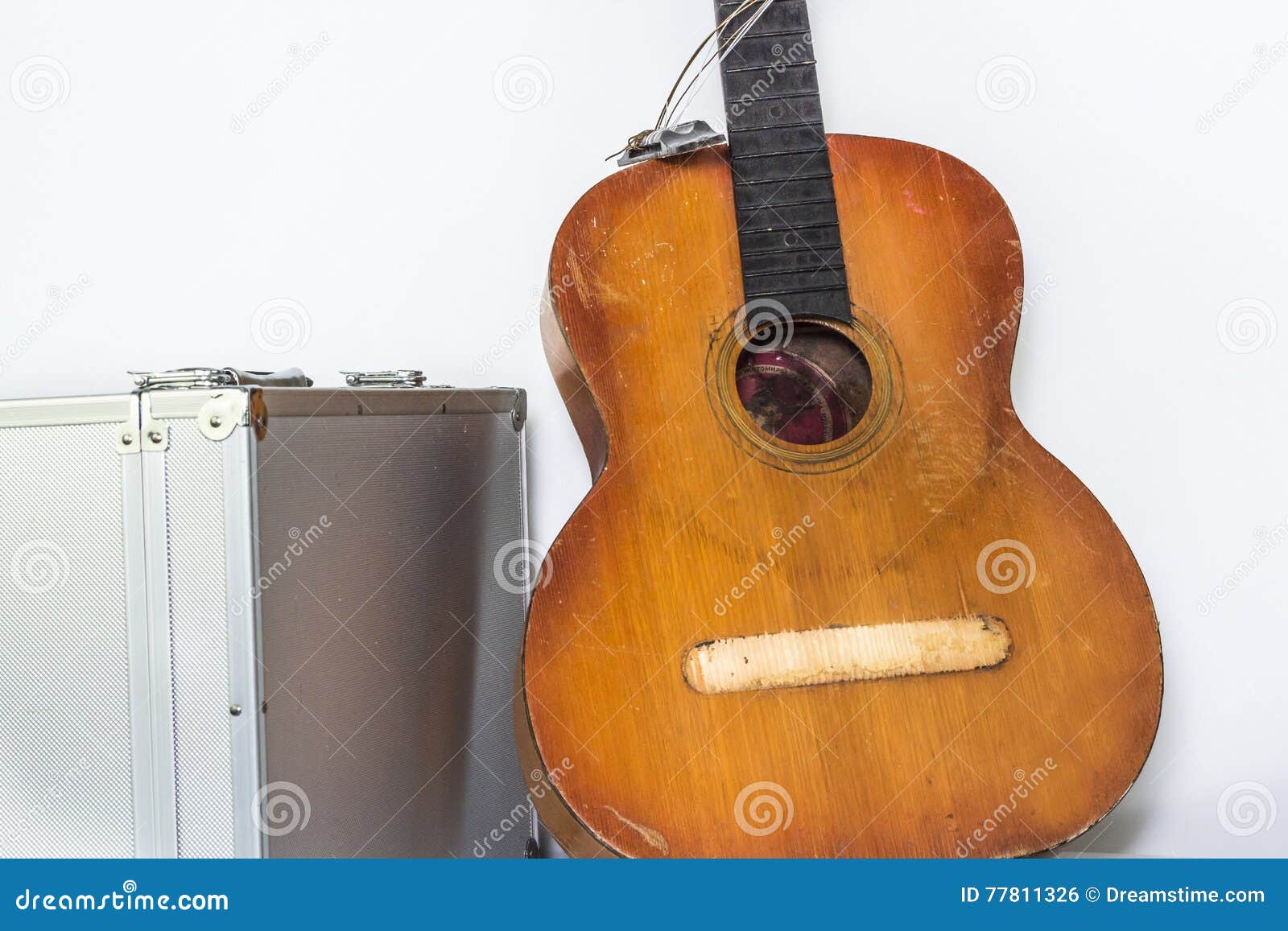 Broken Brown Classical Guitar with Detached Bridge from Body in White ...