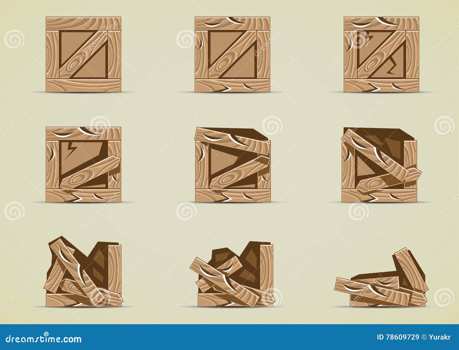 Broken Brown Crates Collections Stock Vector - Illustration of build ...