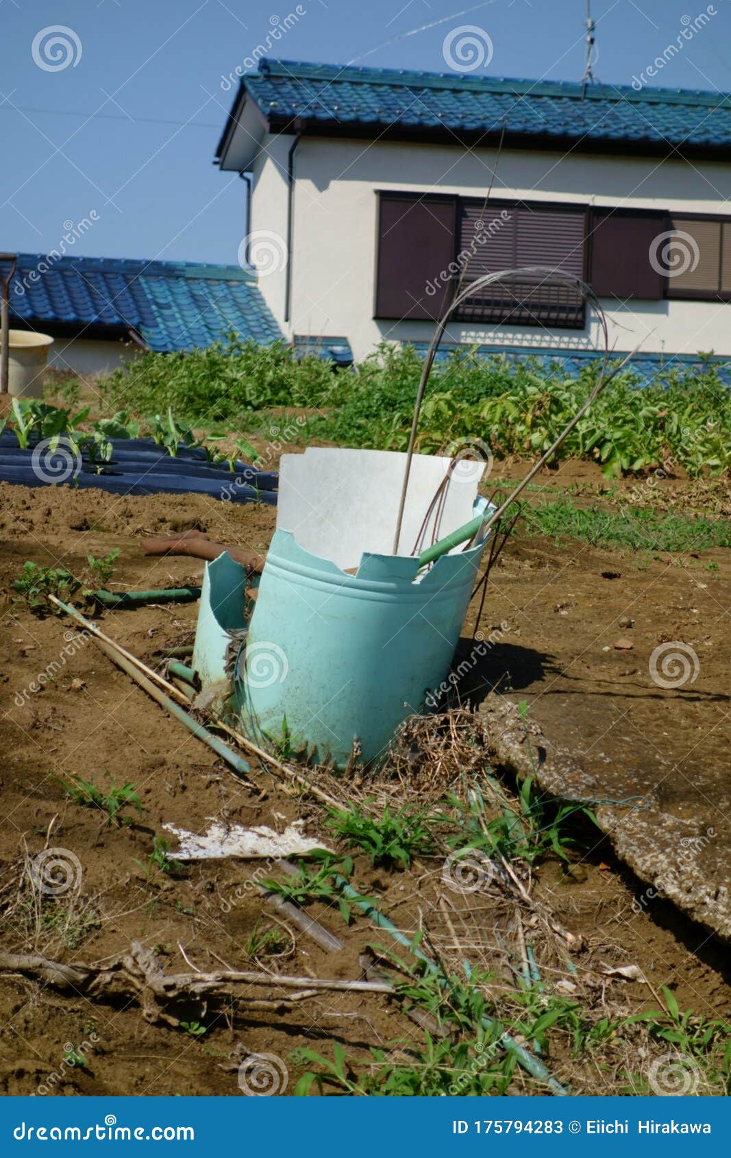 Broken bucket waste stock image. Image of container - 175794283
