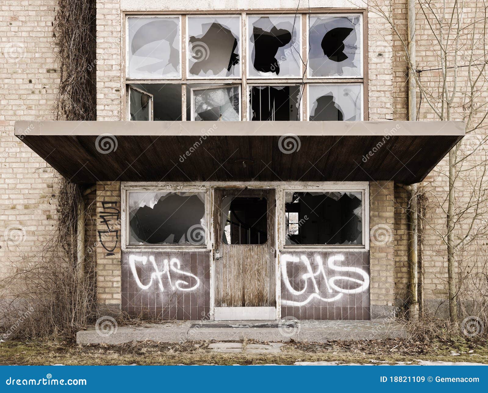 Broken building stock image. Image of house, grass, gray - 18821109