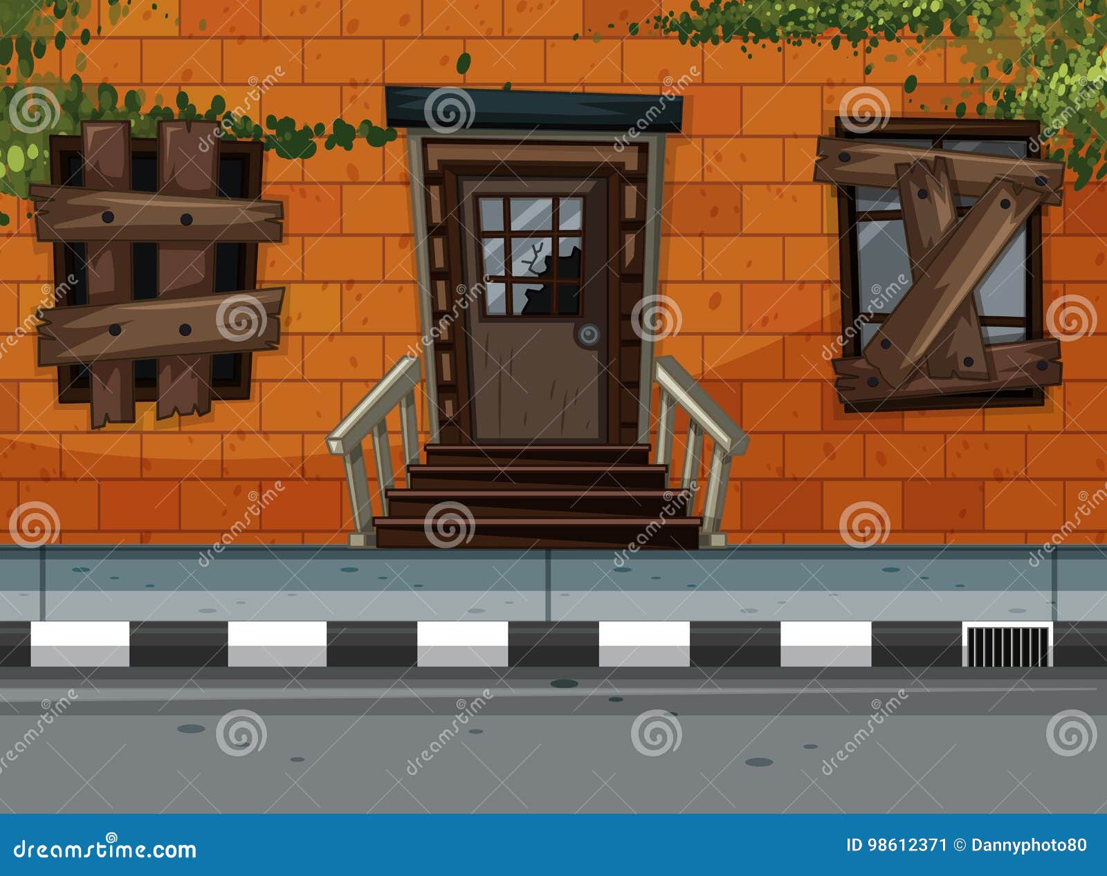 Broken Building on the Road Stock Vector - Illustration of haunted ...