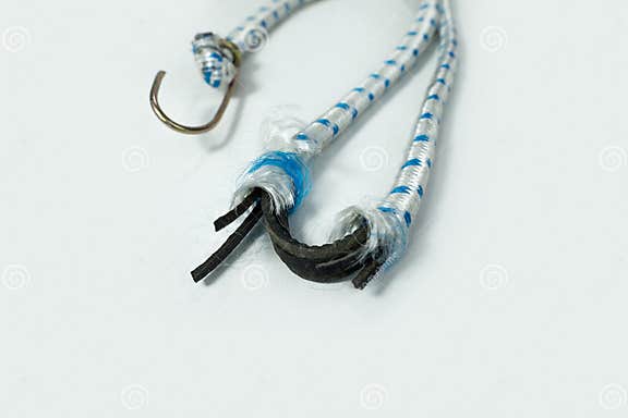 Broken Bungee Rubber Rope with Hooks Stock Image - Image of strap ...