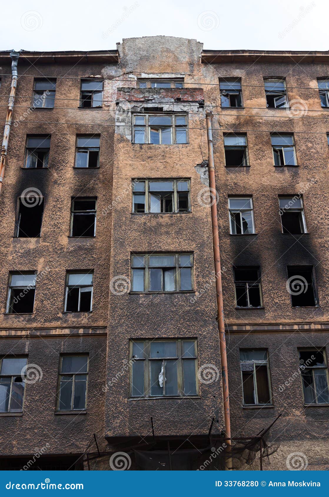 Broken burned building stock photo. Image of neglected - 33768280