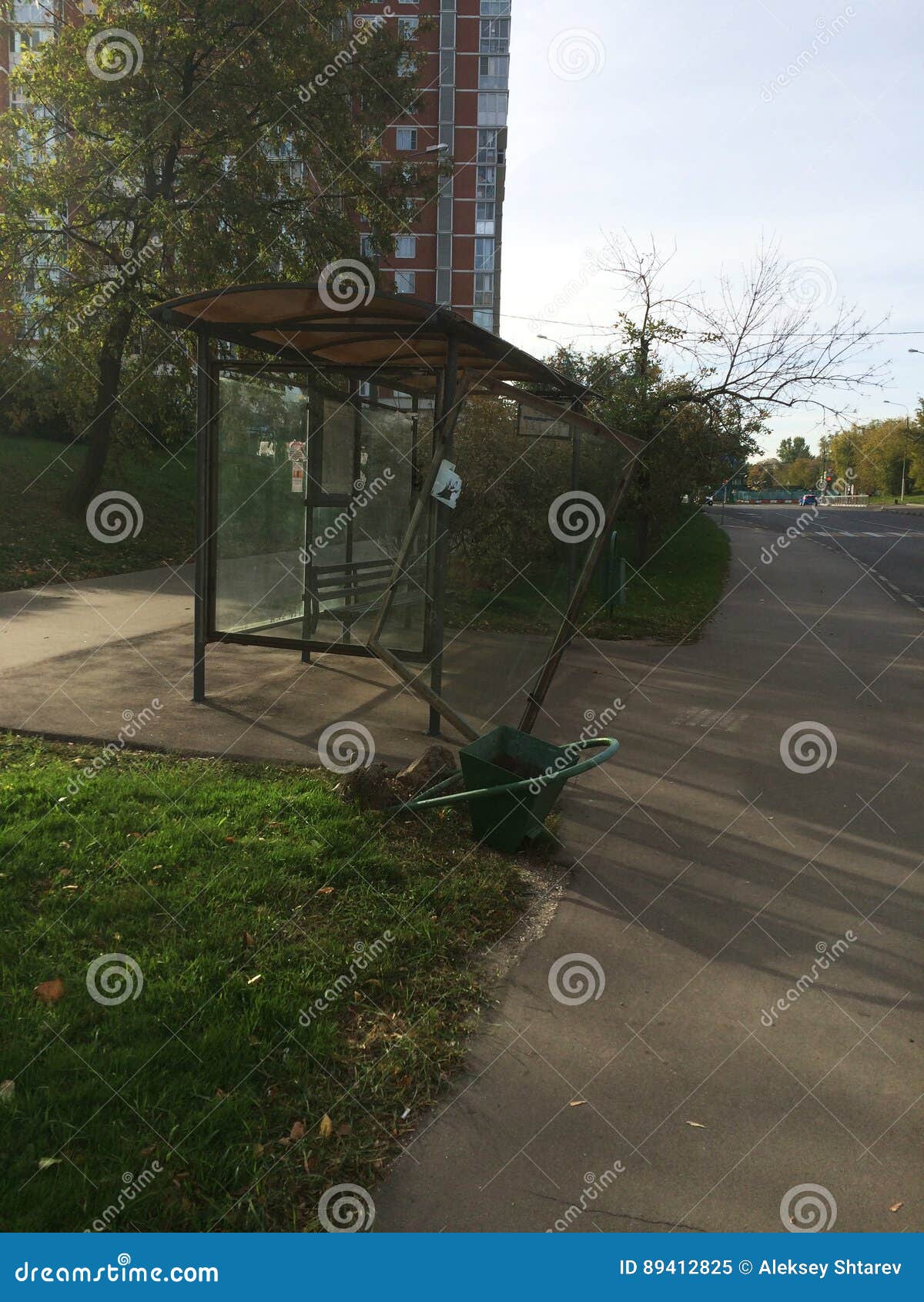 Broken bus stop stock image. Image of safe, shattered - 89412825