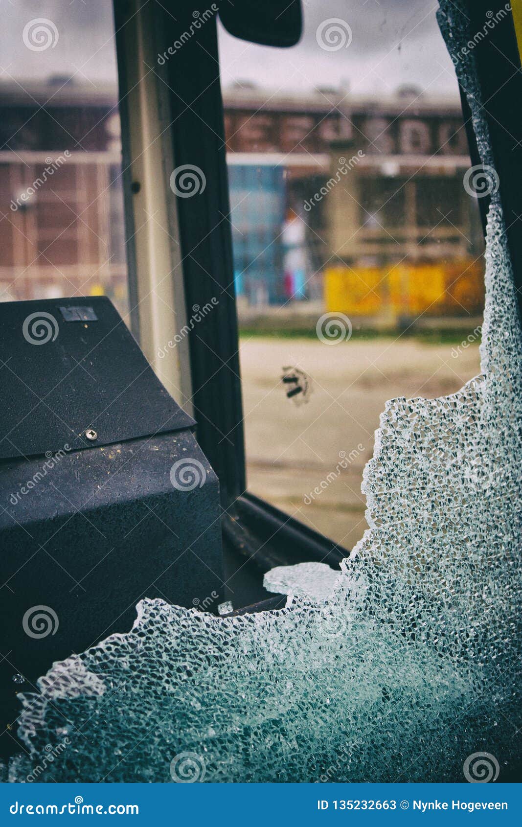 Broken bus window stock image. Image of broken, industrial - 135232663