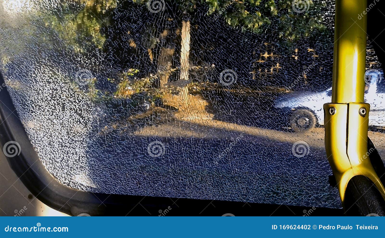 Broken bus window stock photo. Image of generating, grain - 169624402