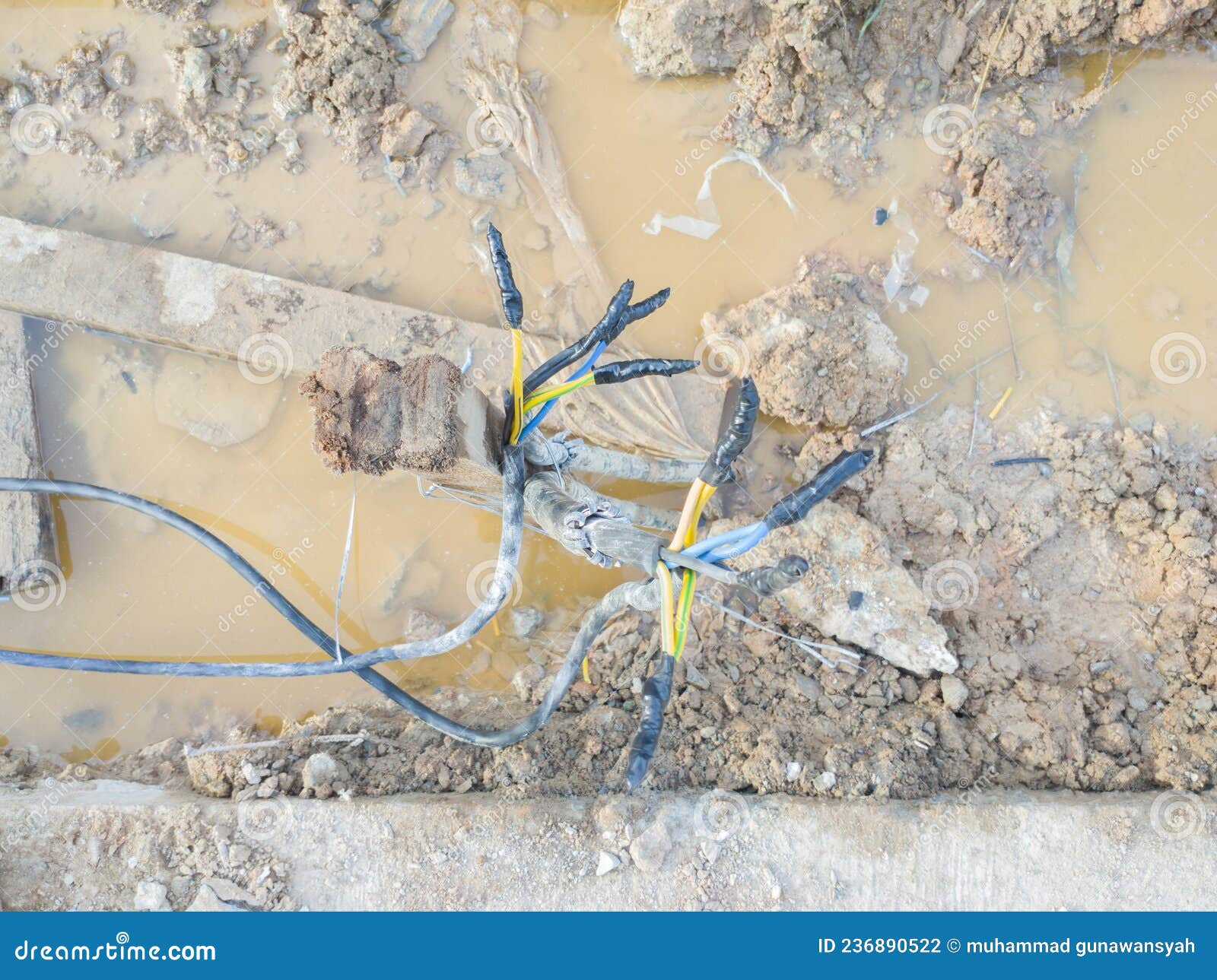 Broken Cable Connection on Muddy Ground Stock Photo - Image of broken ...