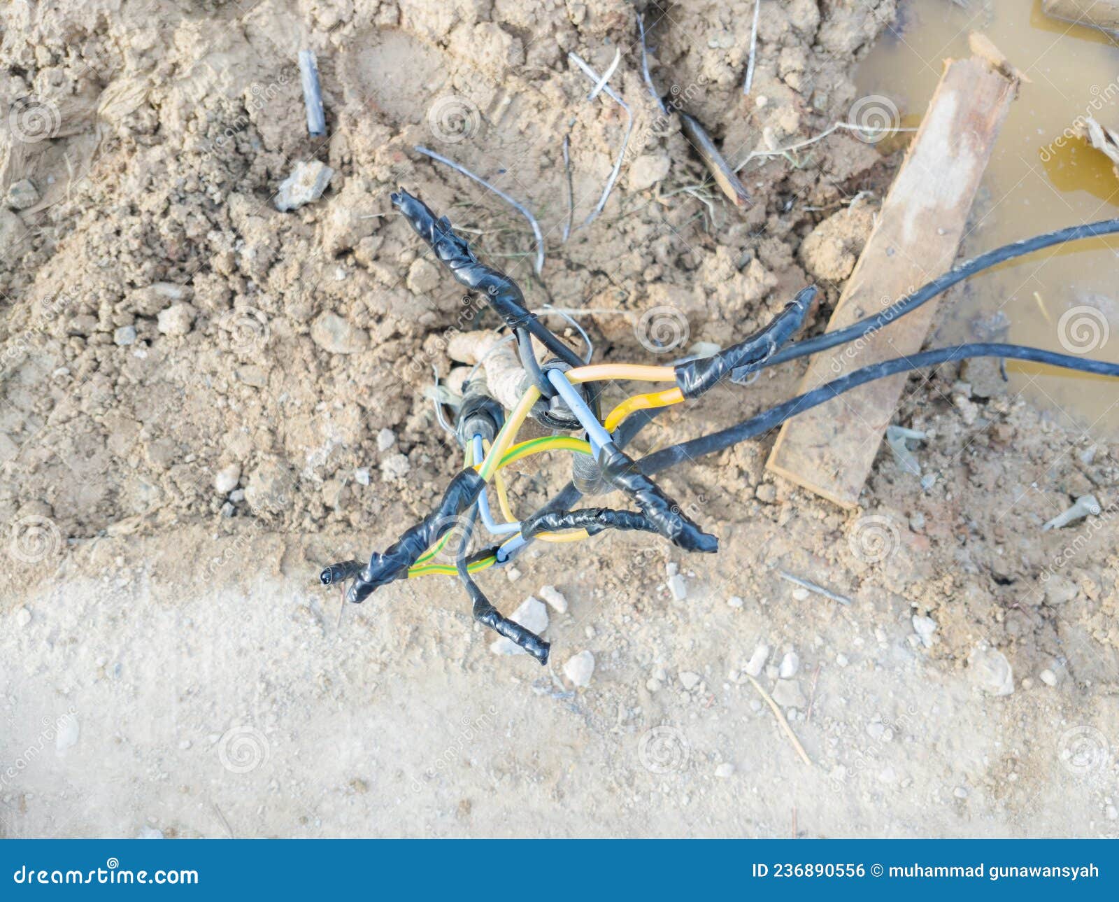 Broken Cable Connection on Muddy Ground Stock Photo - Image of broken ...