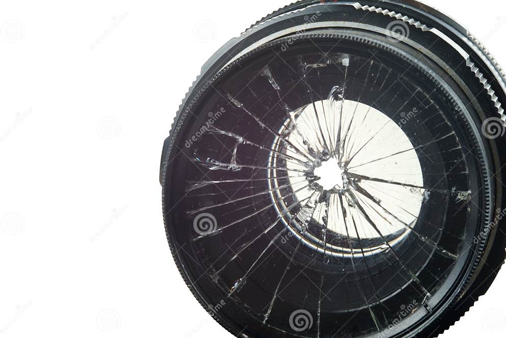 Broken camera lens stock image. Image of damaged, accident - 214564363