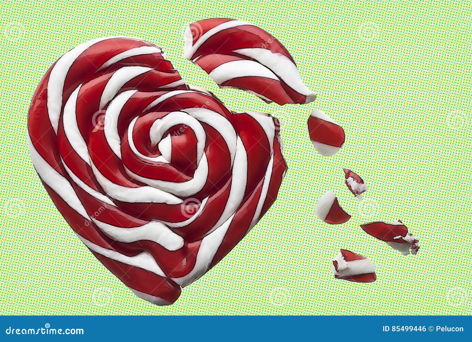 Broken Candy Heart stock illustration. Illustration of green - 85499446