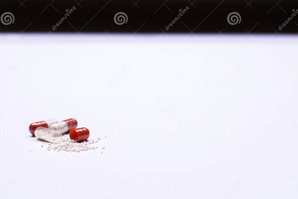 Broken Capsules on White Background Stock Photo - Image of frontview ...