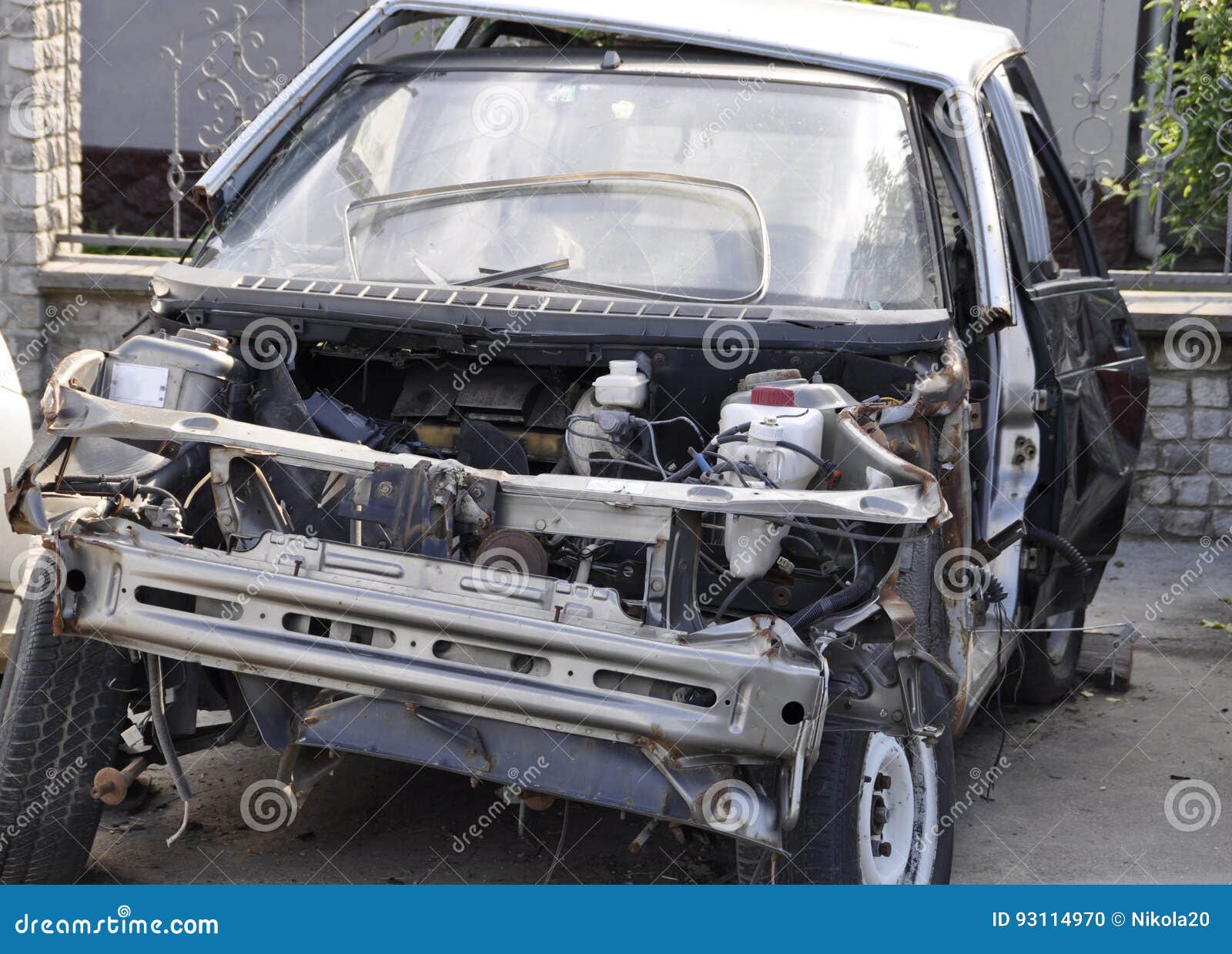 Broken Car. Car after the Crash. Crashed Car Stock Photo - Image of ...