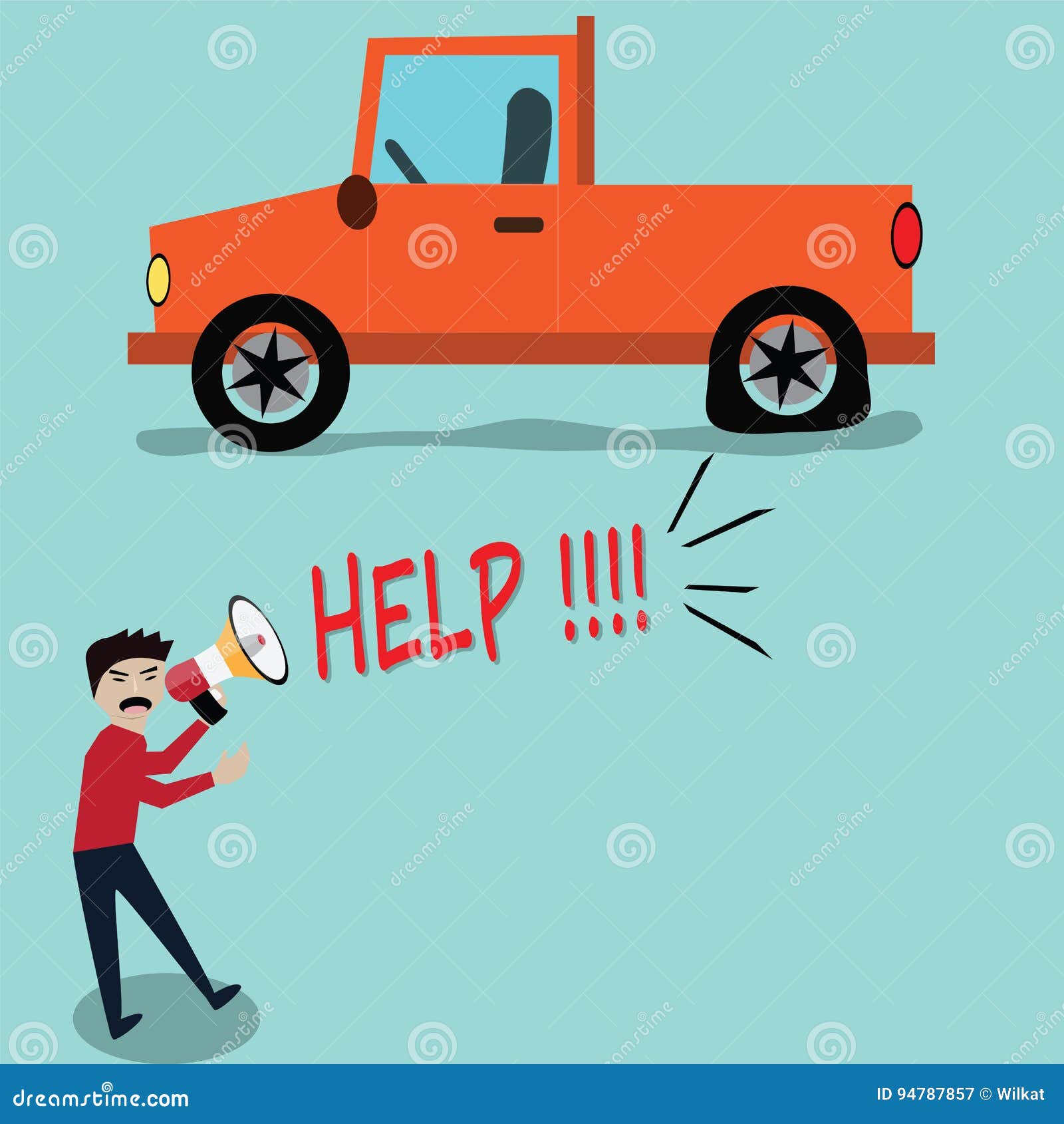 Broken Car,driver Shout for Helping - Vector Stock Vector ...
