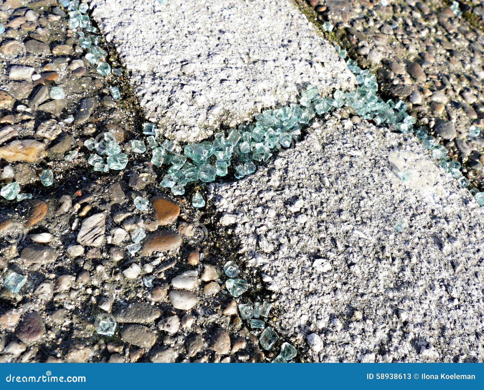 Broken Car Glass Shards on Pavement Stock Image - Image of drive ...