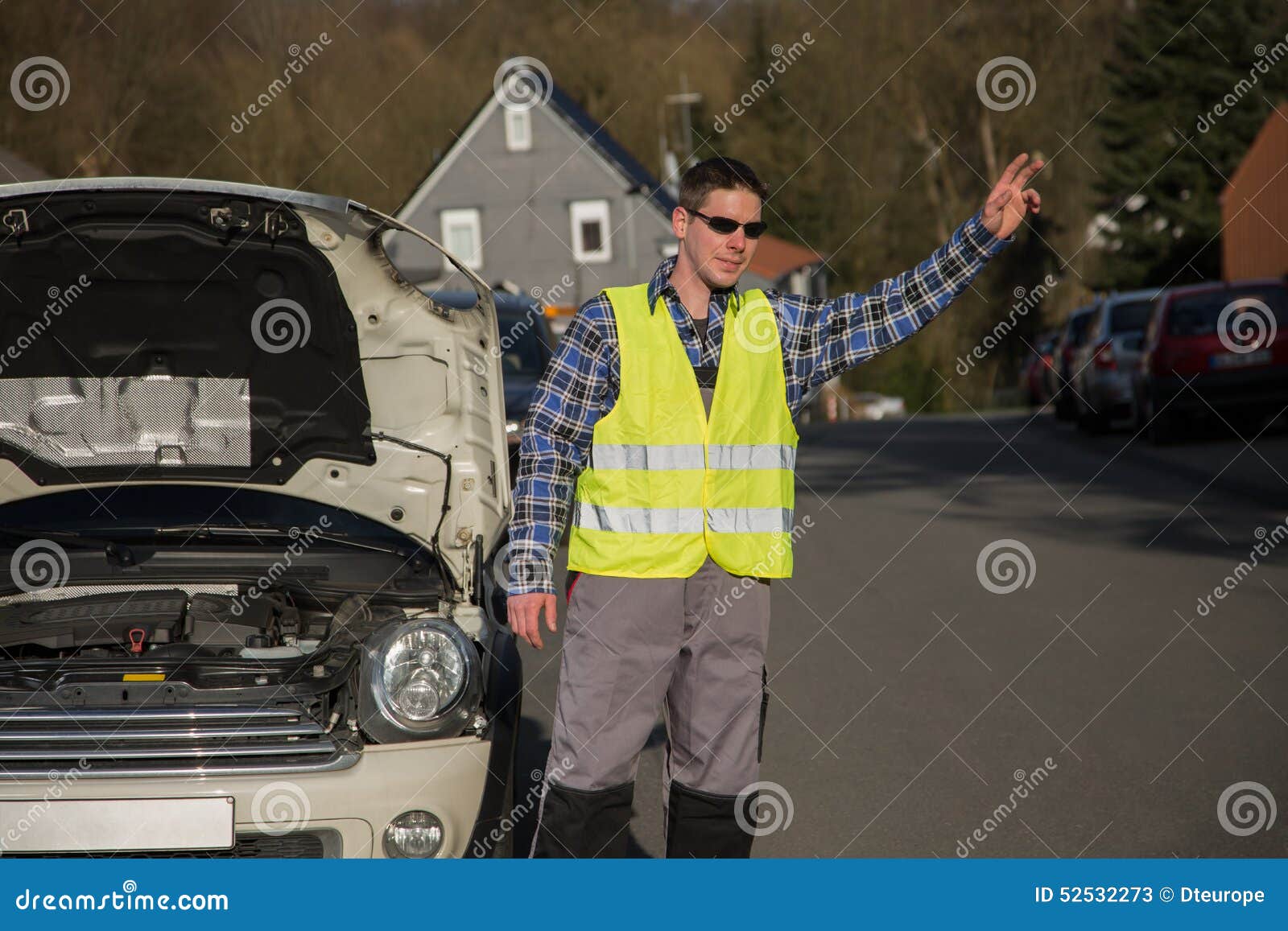 Broken Car, help needed stock image. Image of failure - 52532273