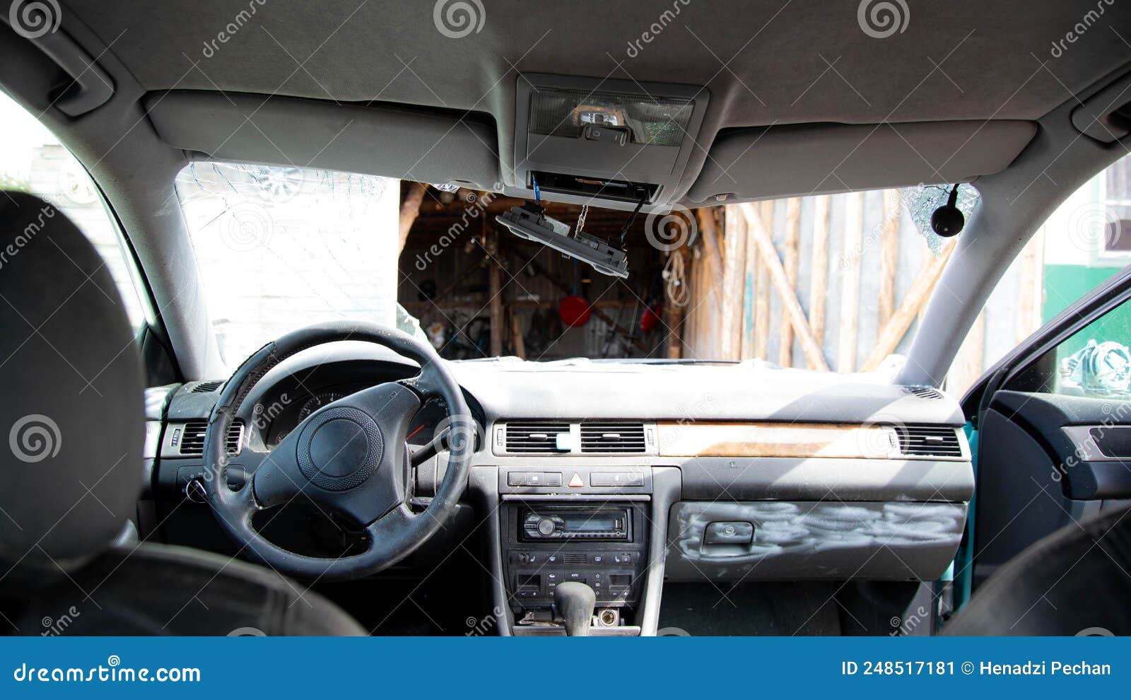 Broken Car Inside View. Hitting Pedestrians and an Accident on the Road ...