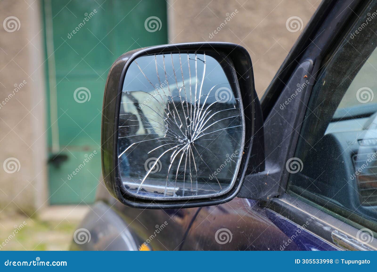Broken car mirror in Italy stock photo. Image of shattered - 305533998