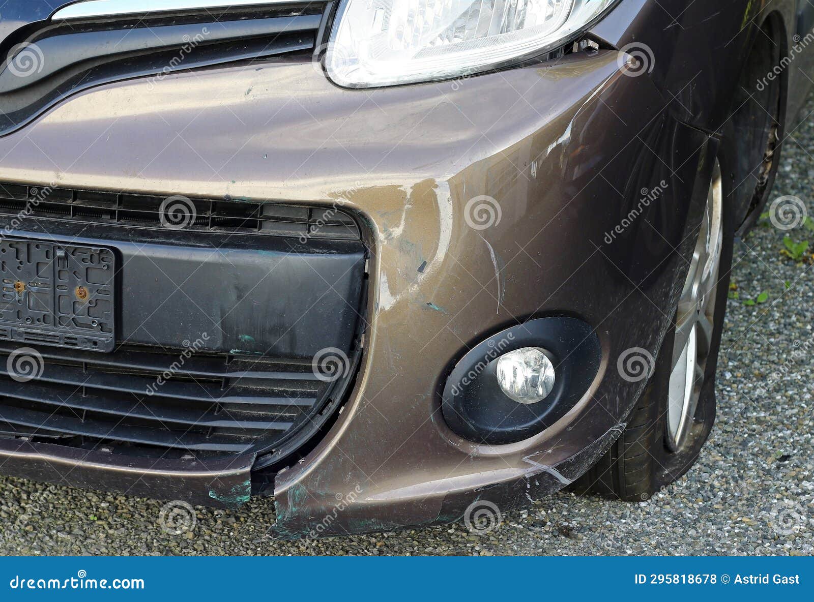 A Broken Car with Paint Damage and Broken Parts Stock Photo - Image of ...