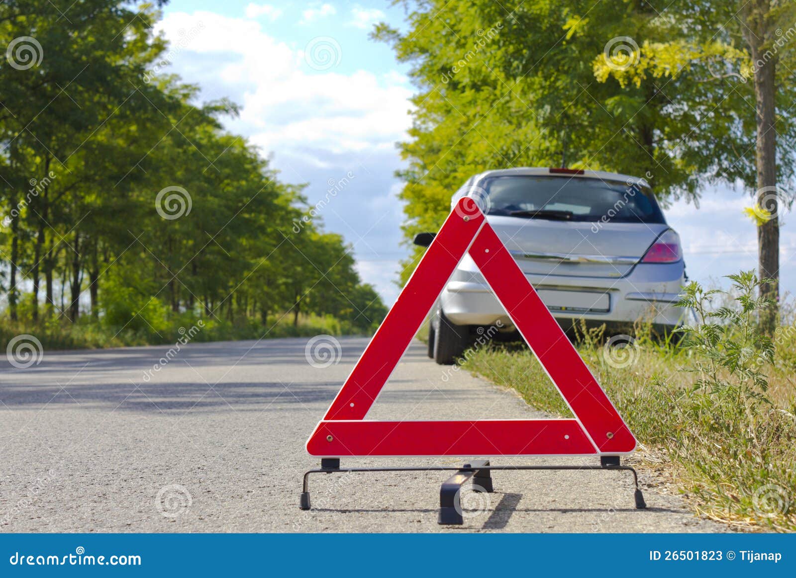 Broken car sign on a road stock image. Image of inside - 26501823
