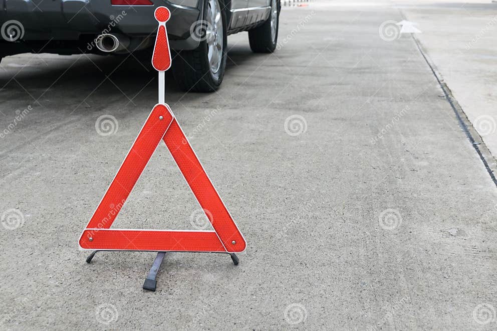Broken car sign on a road stock image. Image of traffic - 75339243