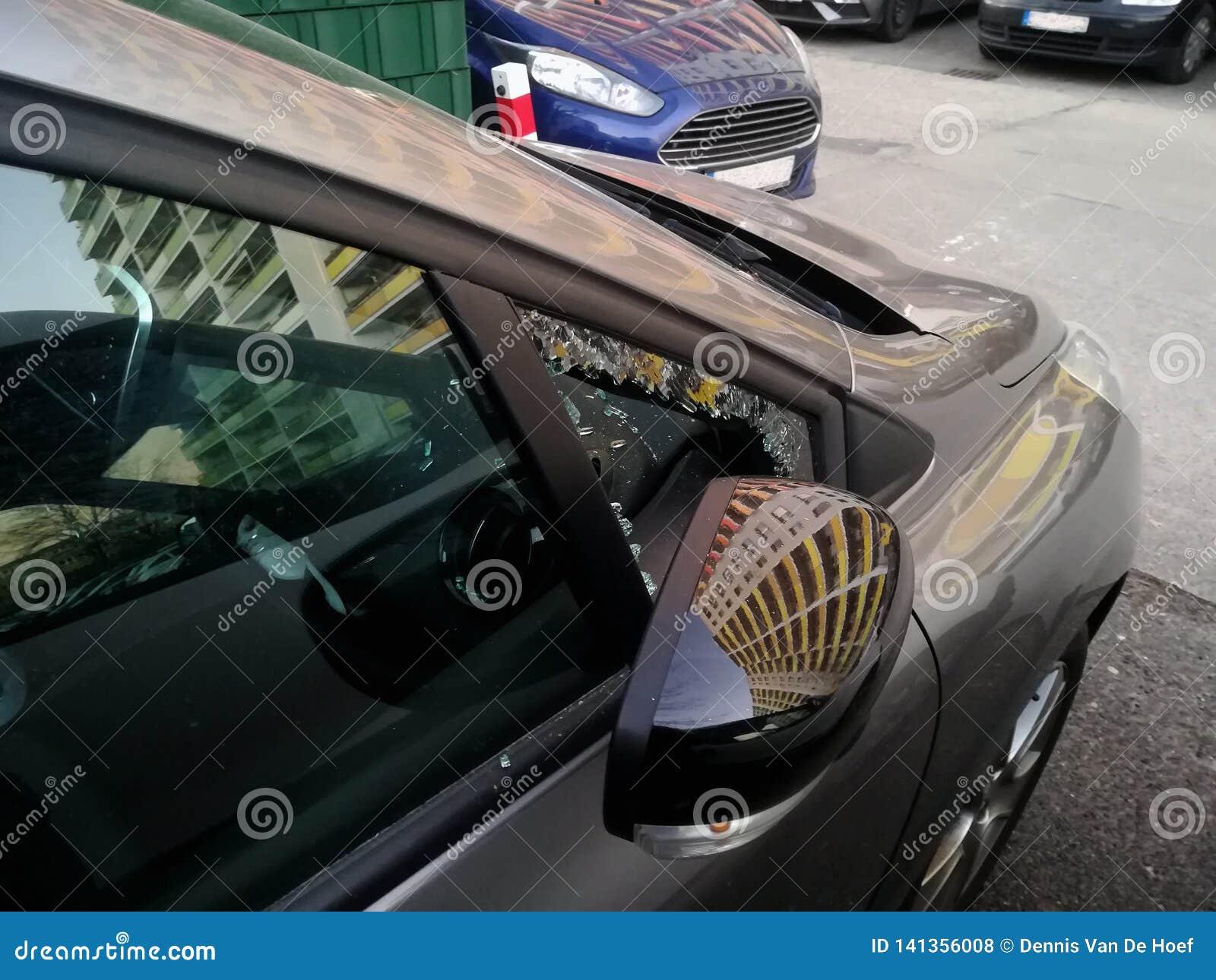 A Broken Car Triangular Window Stock Photo - Image of glass, burglar ...