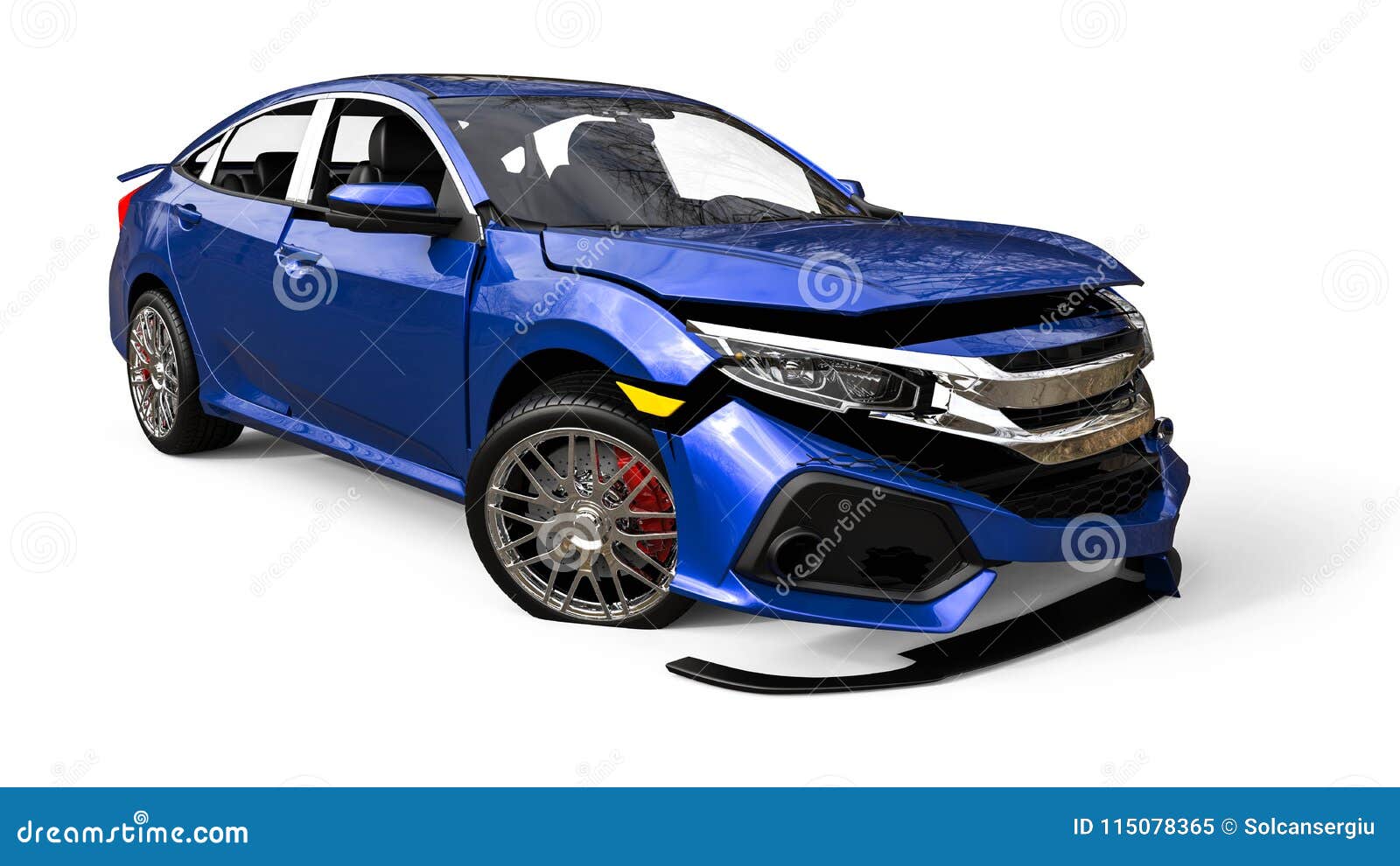 Broken Car with Visible Damage Stock Illustration - Illustration of ...