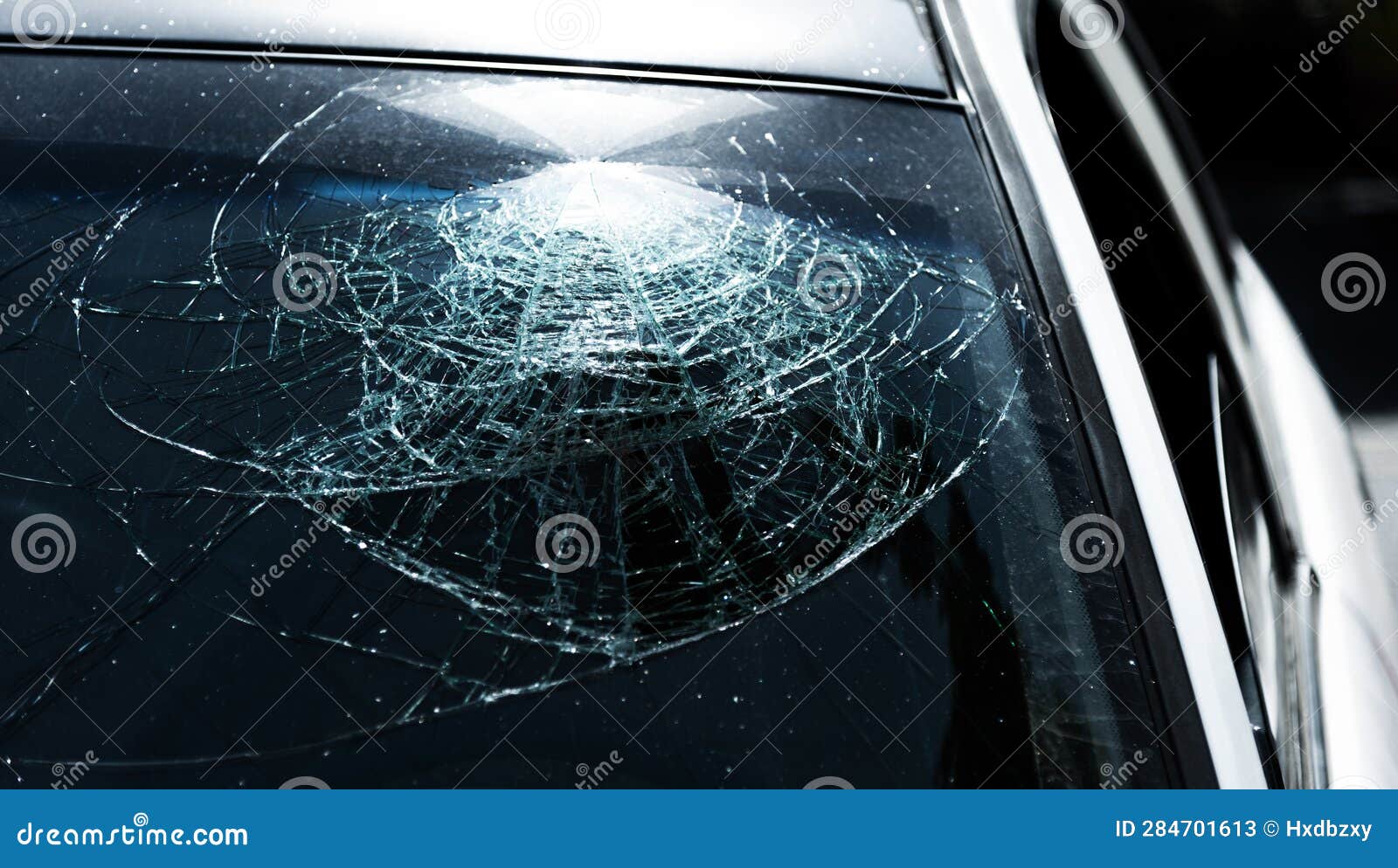 Broken Car Windshield Glass on Car Stock Image - Image of glass ...