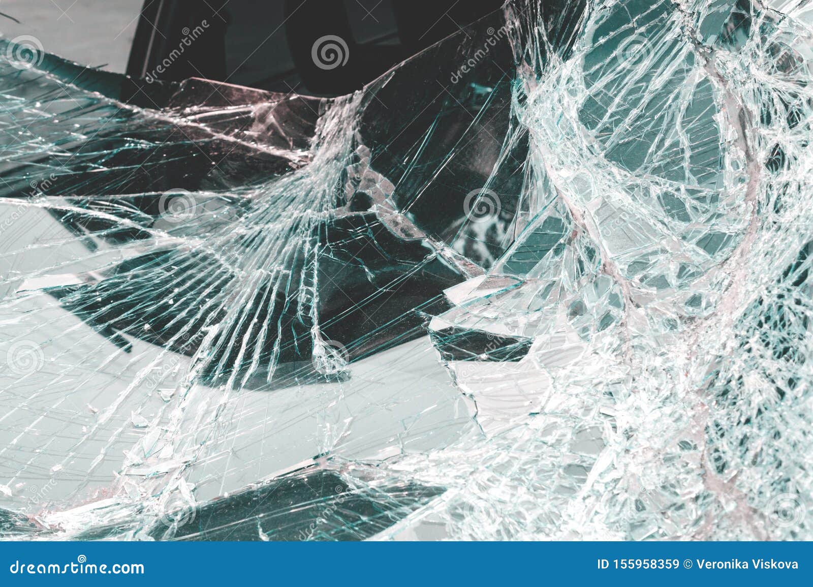 Broken Car Windshield. Old and Dirty Windshield of the Car. Accident of ...