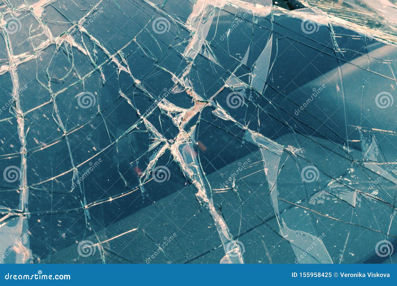 Broken Car Windshield. Old and Dirty Windshield of the Car. Accident of ...