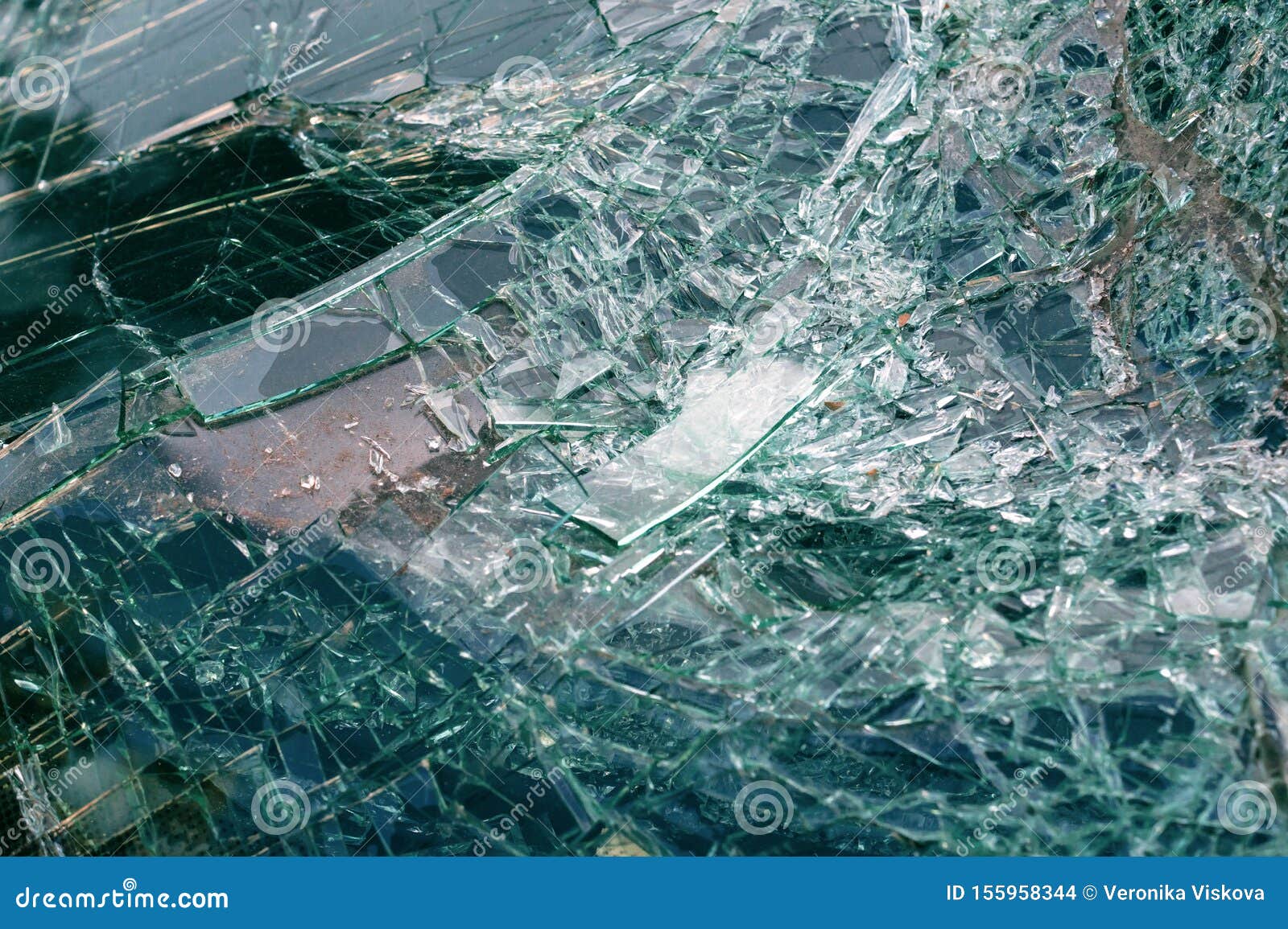 Broken Car Windshield. Old and Dirty Windshield of the Car. Accident of ...