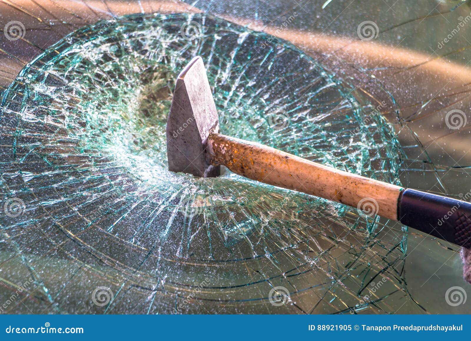 Broken car windshield. stock image. Image of disaster - 88921905
