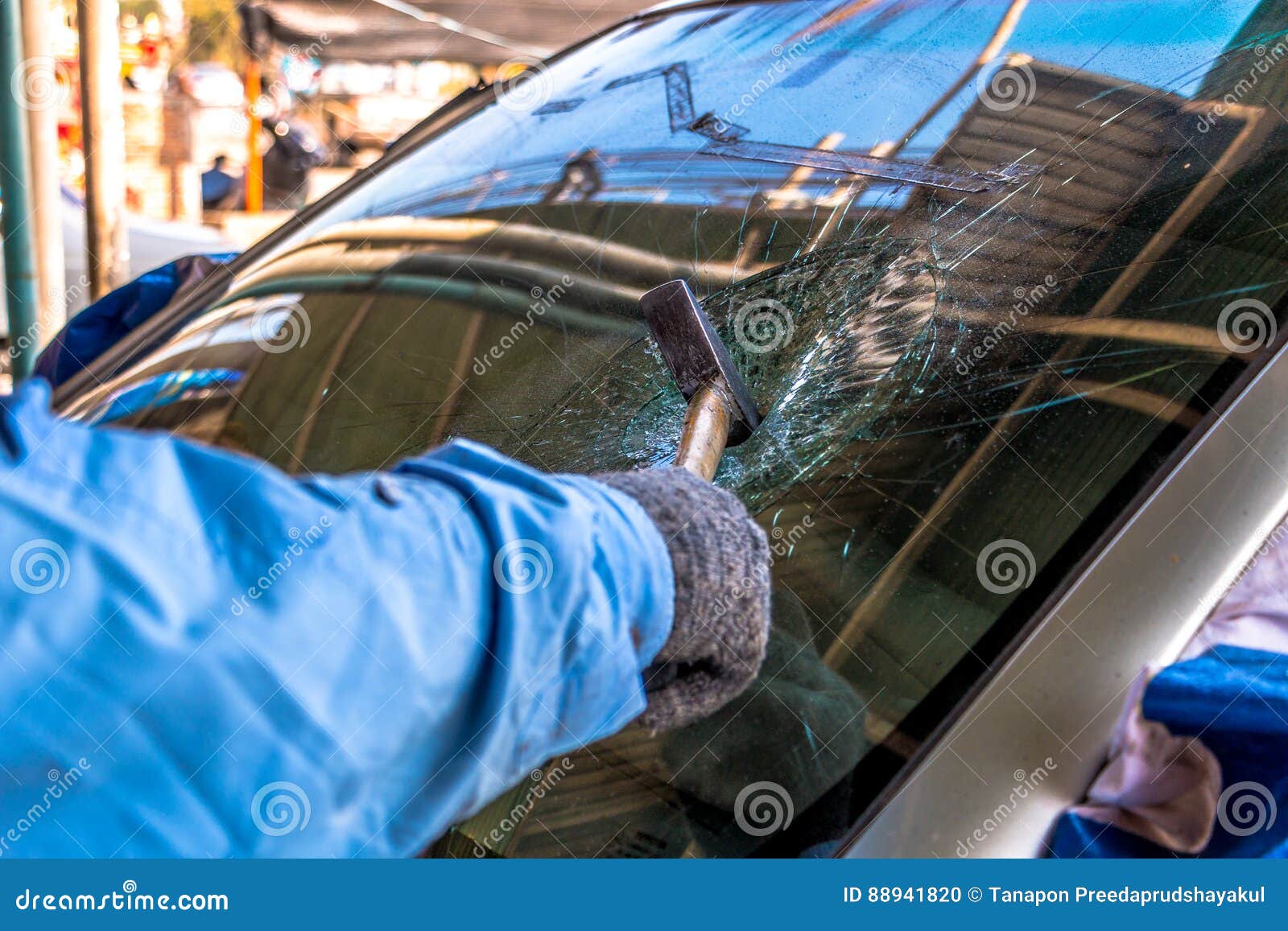 Broken car windshield. stock photo. Image of debris, emergency - 88941820