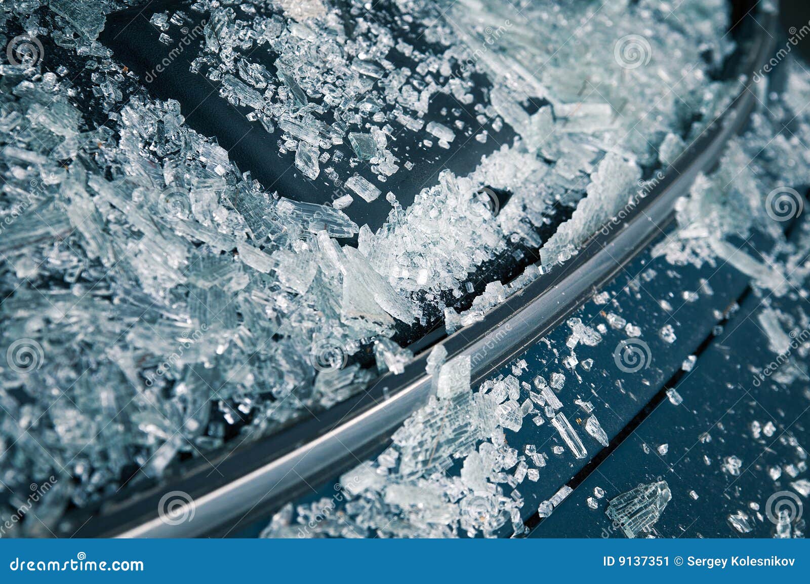 Broken Car Windshield. Tint Blue Stock Image - Image of crack, triplex ...