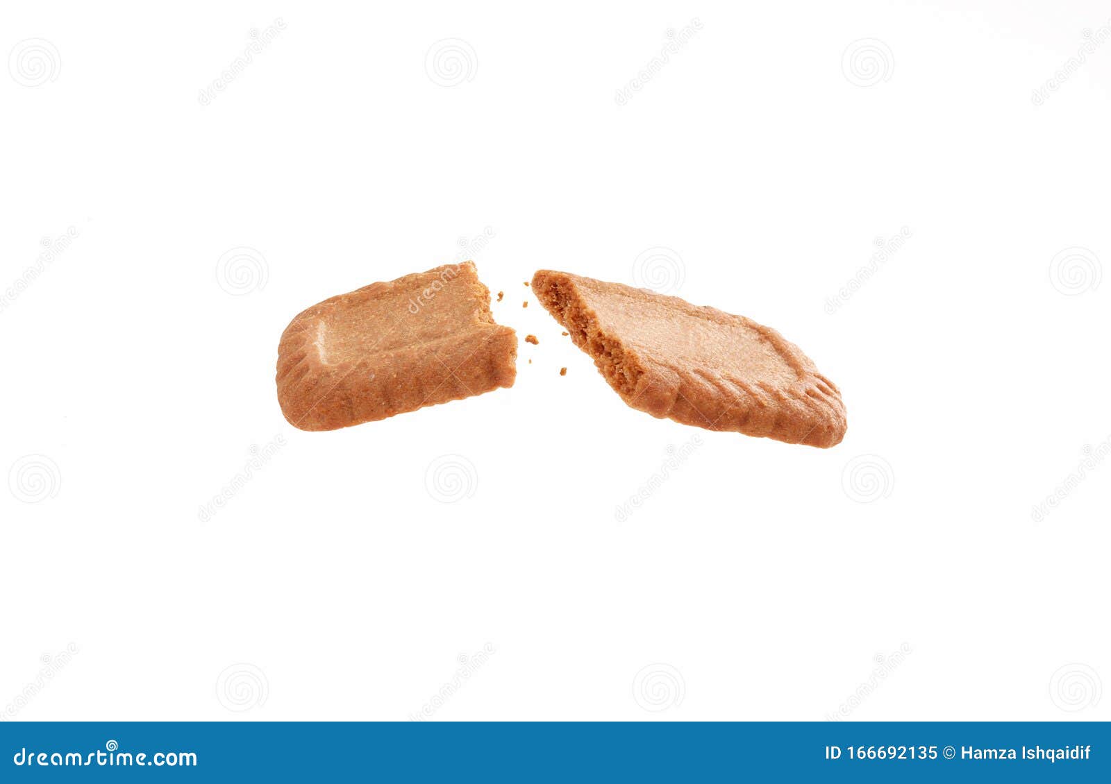 Broken Caramel Biscuits on White Background Stock Image - Image of bite ...