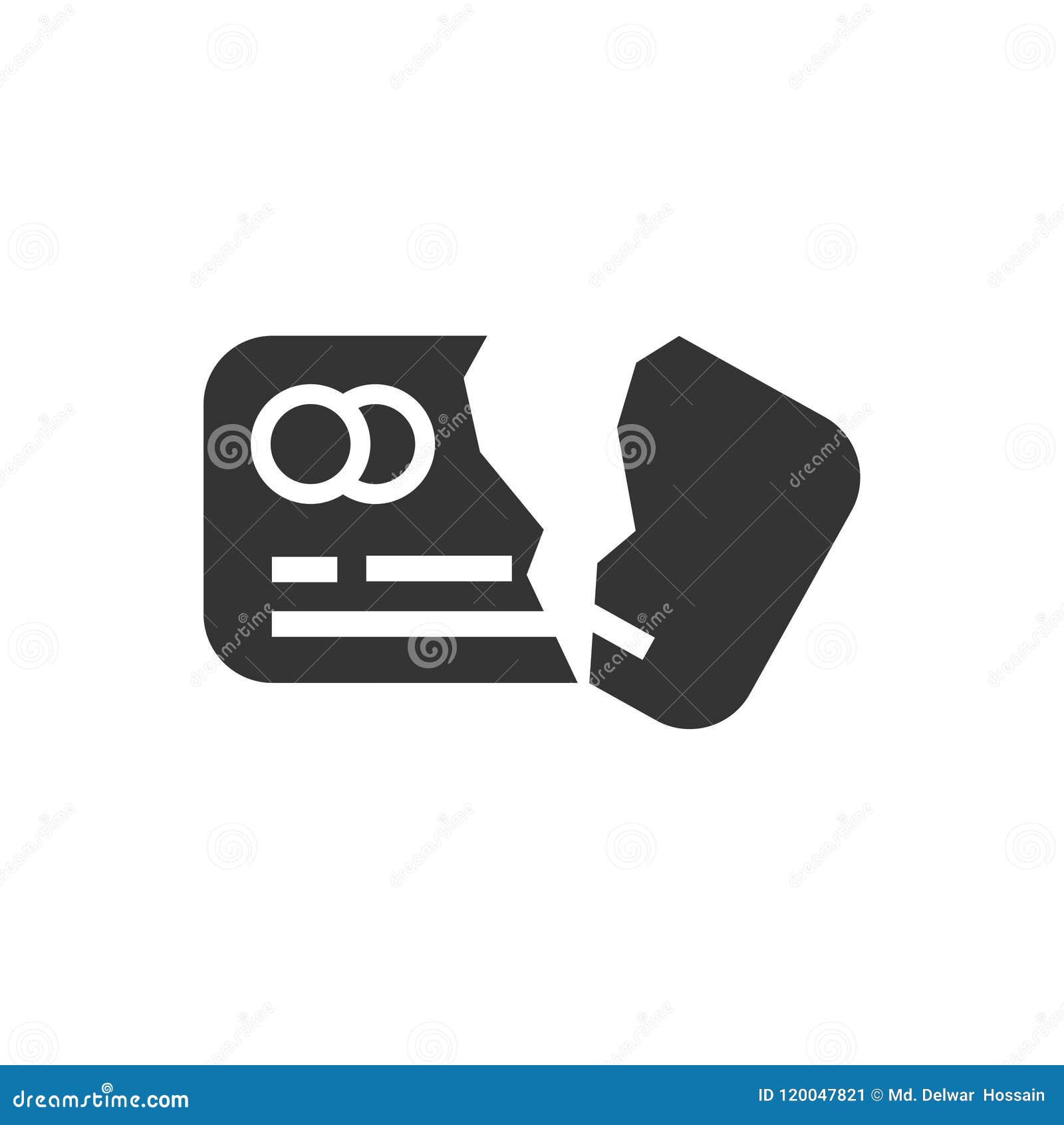 Broken Card Icon stock vector. Illustration of transactions - 120047821