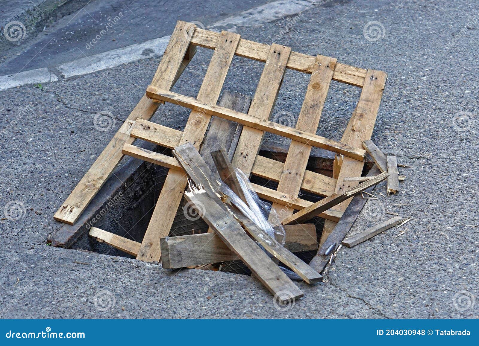 Shaft broken pallet stock photo. Image of cargo, manhole - 204030948
