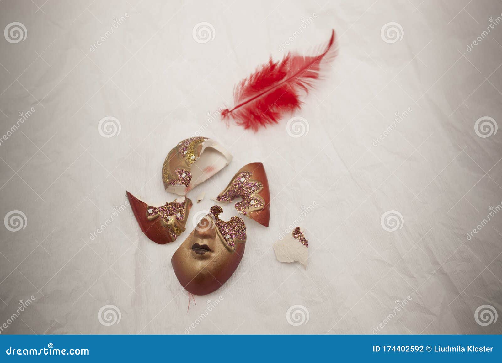 Carnival Broken Mask on a Light Background Stock Photo - Image of light ...