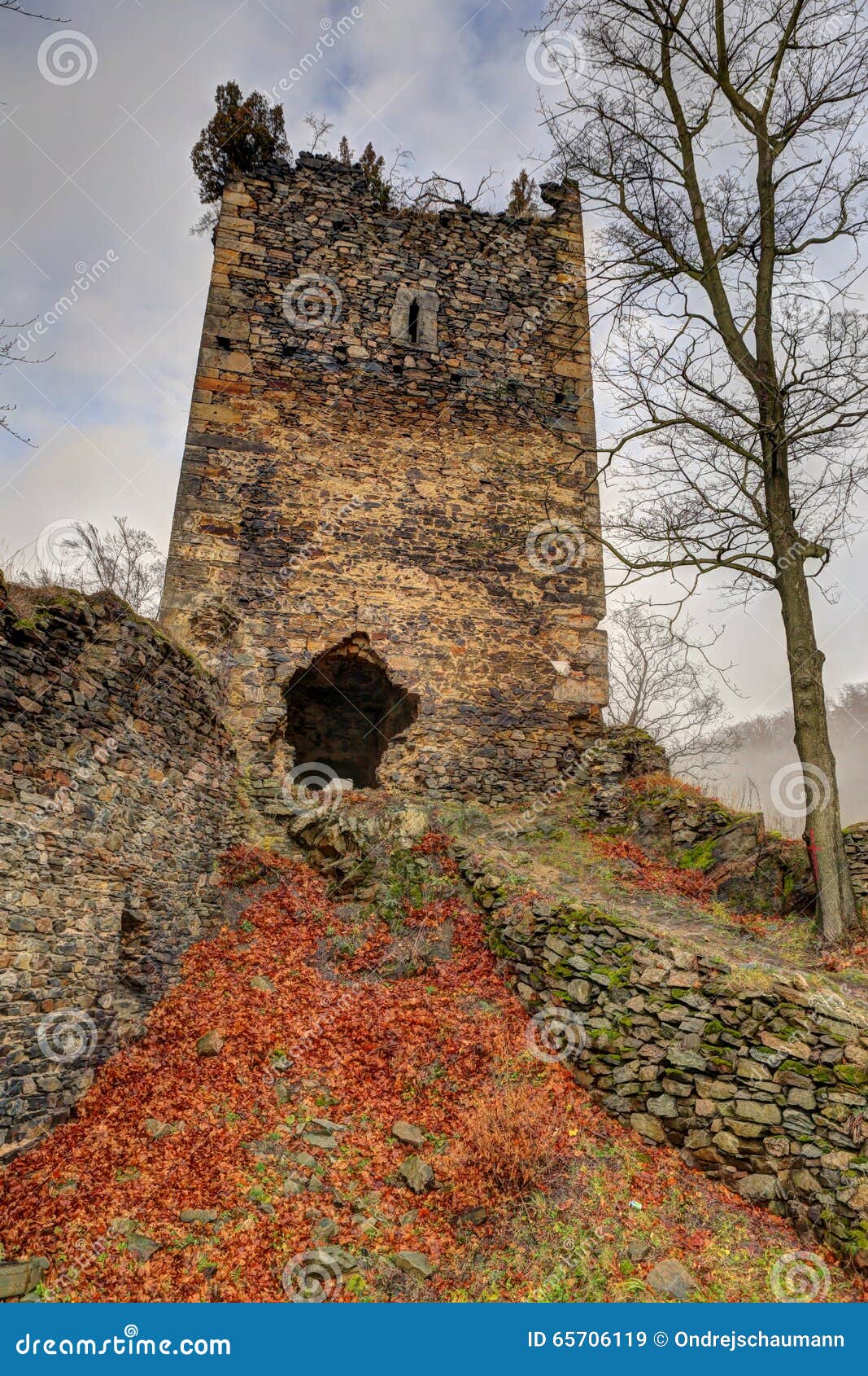 Broken Castle tower stock image. Image of bohemia, grass - 65706119