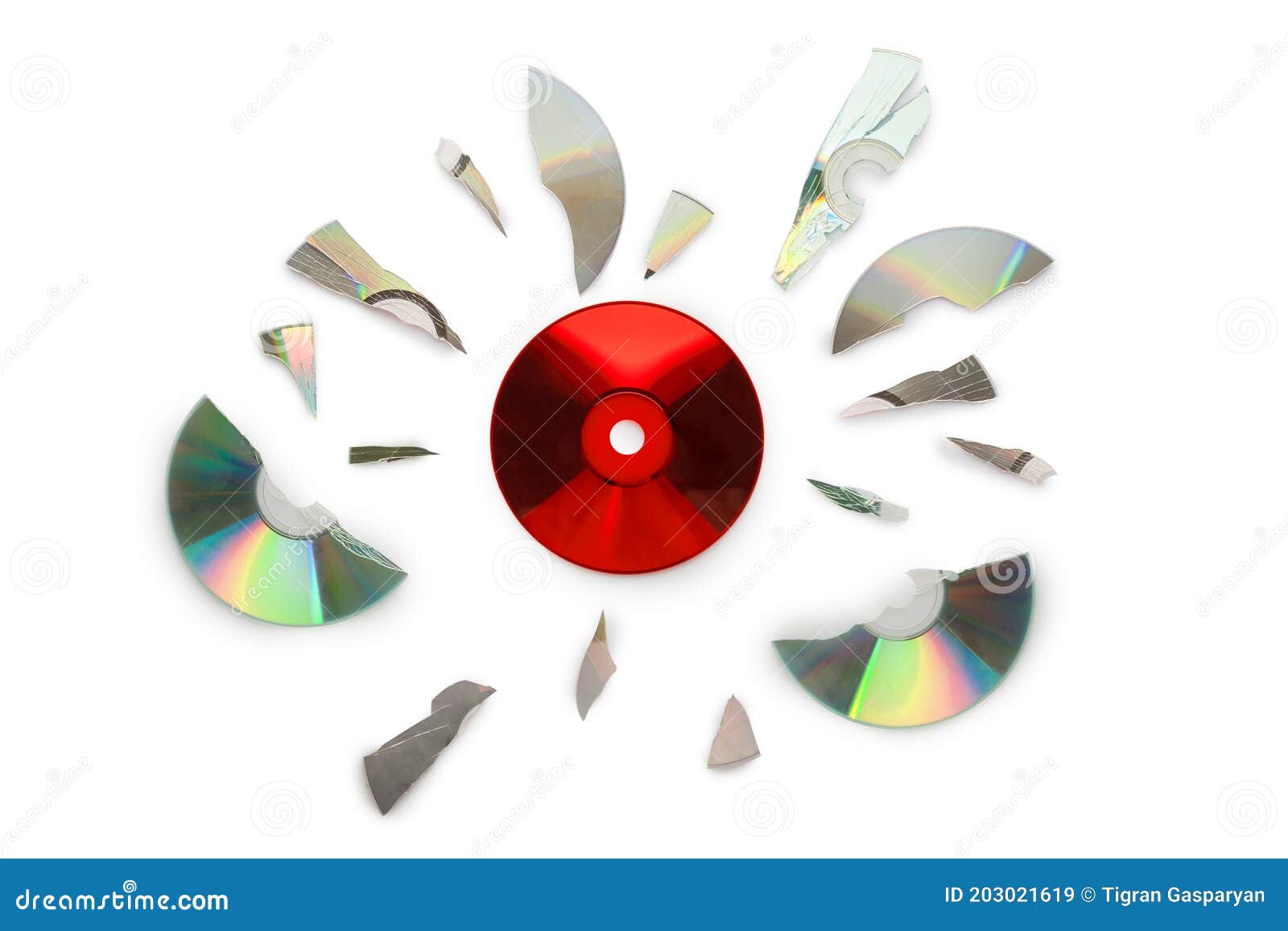 Broken CD or DVD Disk Isolated on White Background. Disc Top View Stock ...